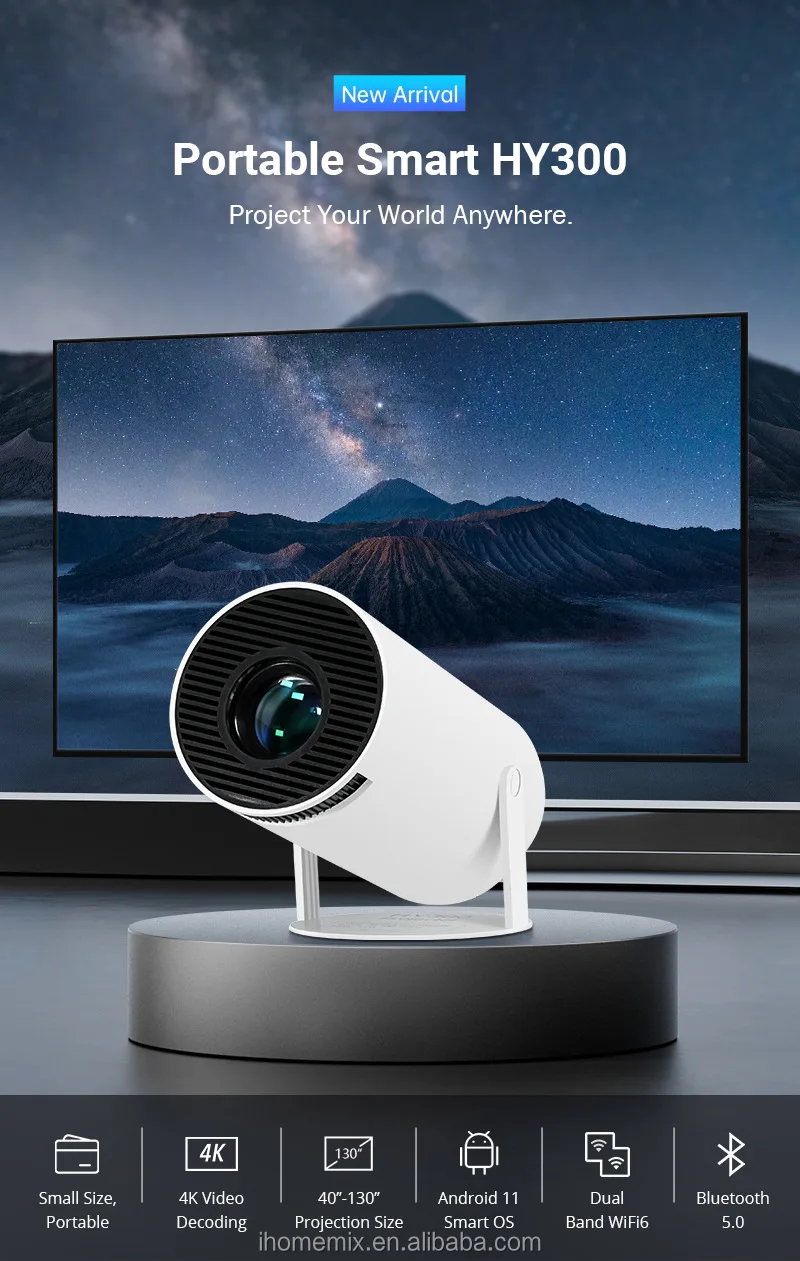 Hy300 Android 11 Dual Wifi 4k Video Projector 1080p 720p Full Hd Home ...