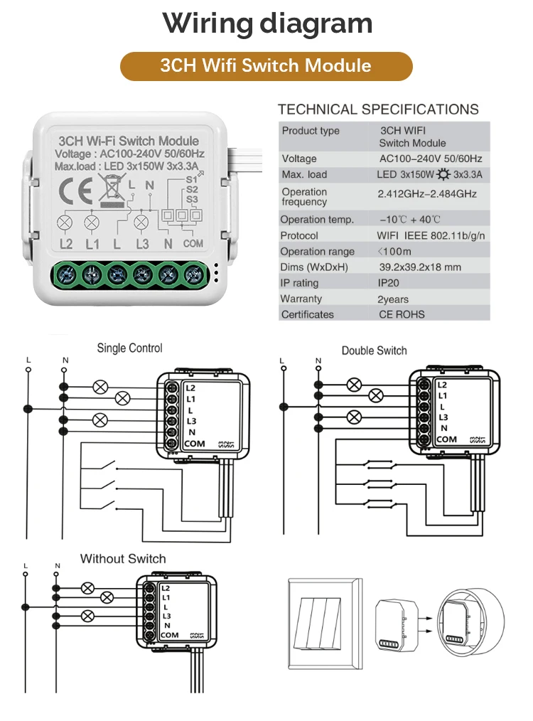 WIFI Smart Switch Module - Integrate with Tuya Smart Life