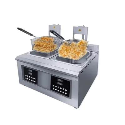 14L commercial stainless steel countertop plug-in fryer with basket ...