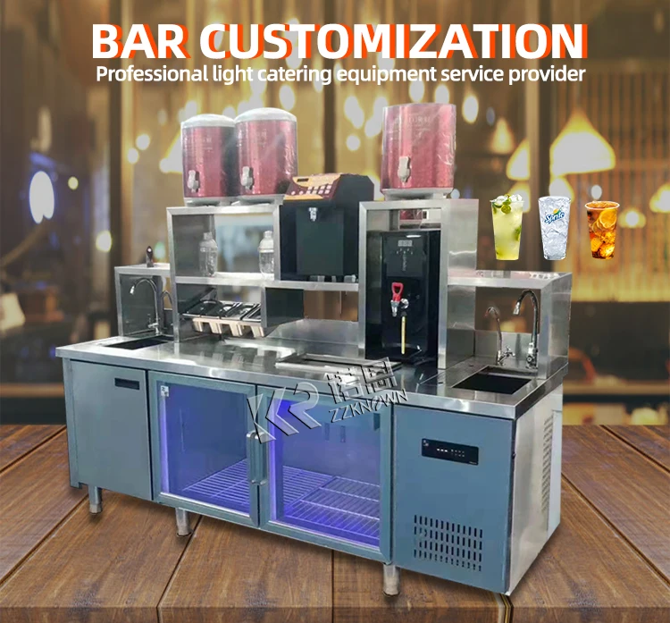 Customized New Brand Milk Tea Kiosk Shopping Mall Bubble Tea Counter ...