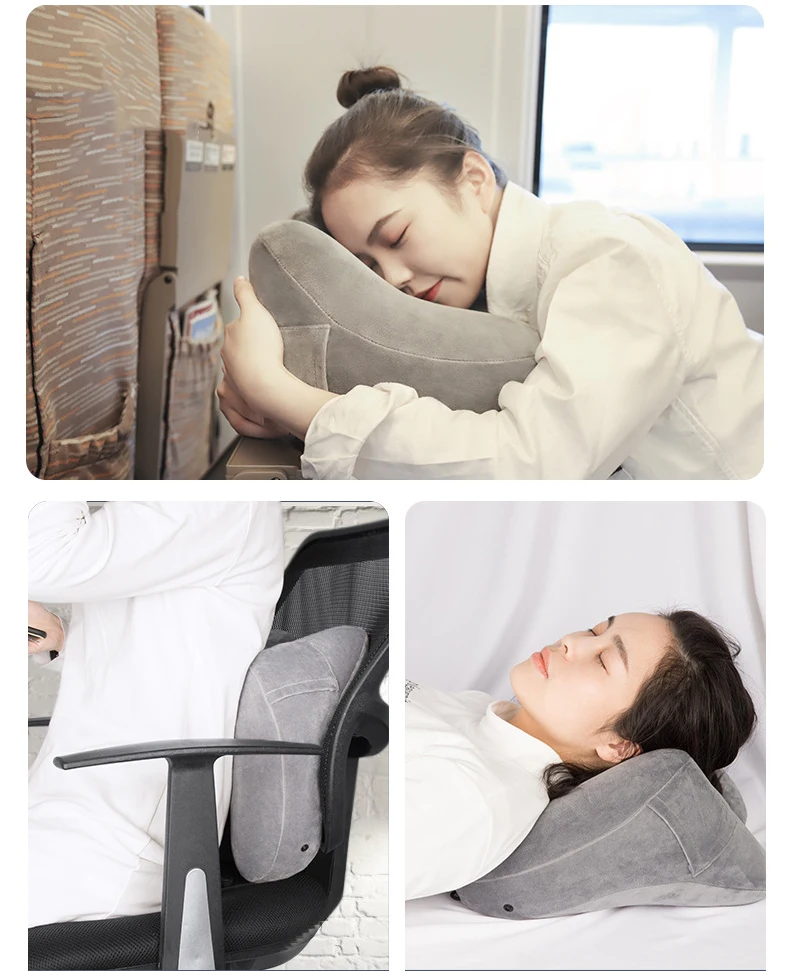 Travel U-shaped Inflatable Pillow Outdoor Car Long Distance Plane Nap ...