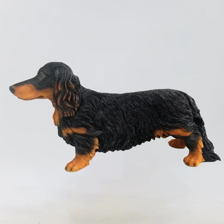 Long Haired Dachshund Figurine - Life Size Outdoor Sculpture