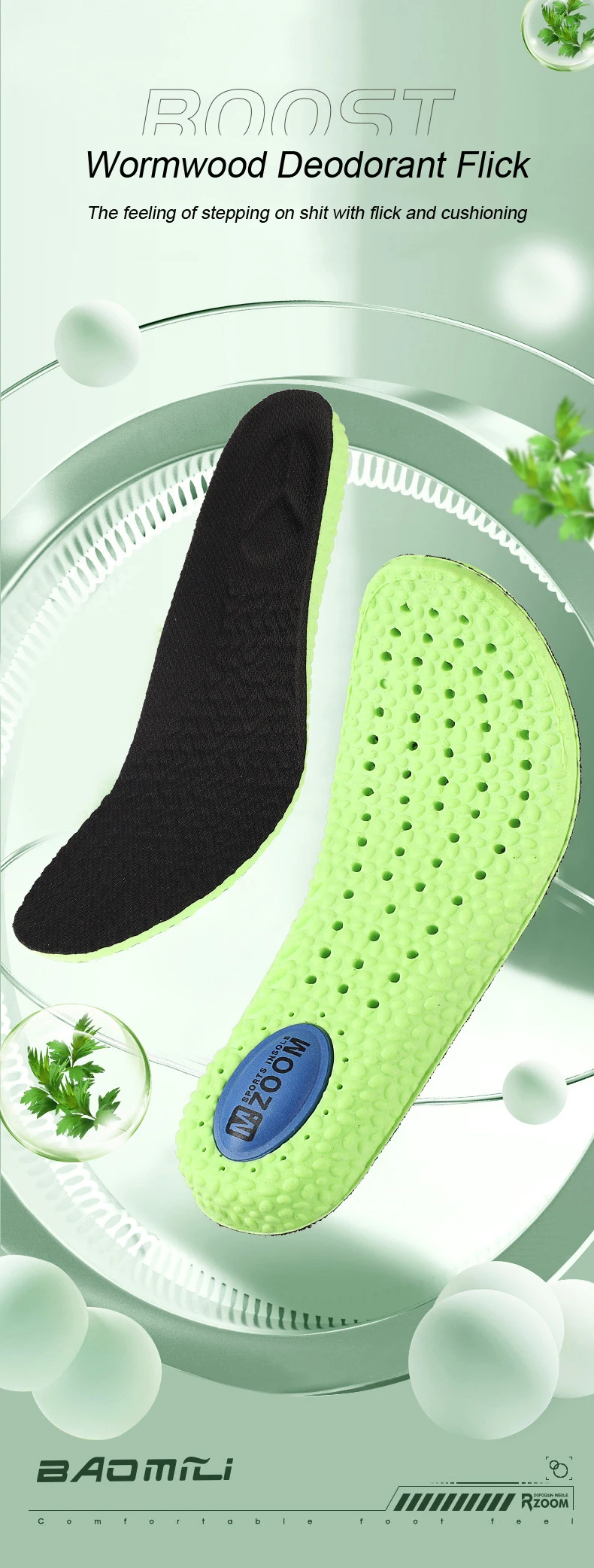 Comfort Sports Insoles With Arch Support & Green Pu – Oem