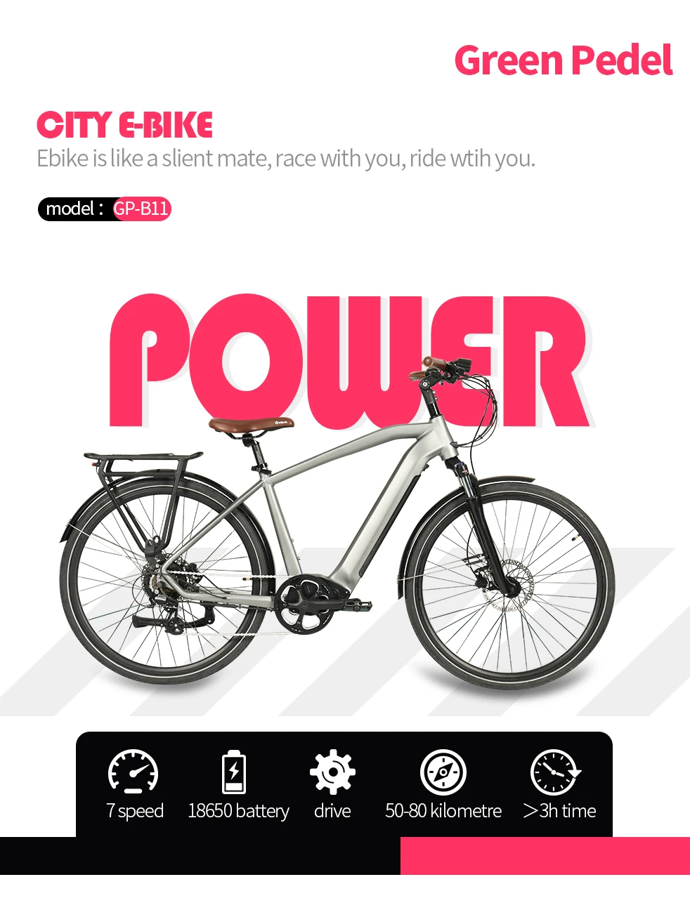 Greenpedel 250w Ebike - Smart City Bicycle with 36V Lithium Battery