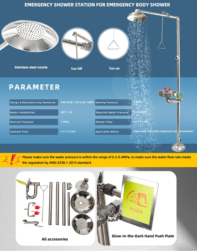 Emergency Eye Washer and Shower Stainless Steel Eye Wash Station ...