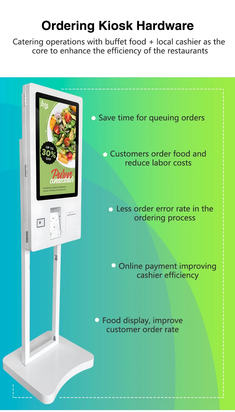 24 Inch Interactive Self Service Payment Automatic Touch Screen Kiosk ...
