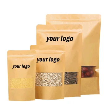 Ziplock Brown White Kraft Craft Paper Standing Up Pouches Food ...