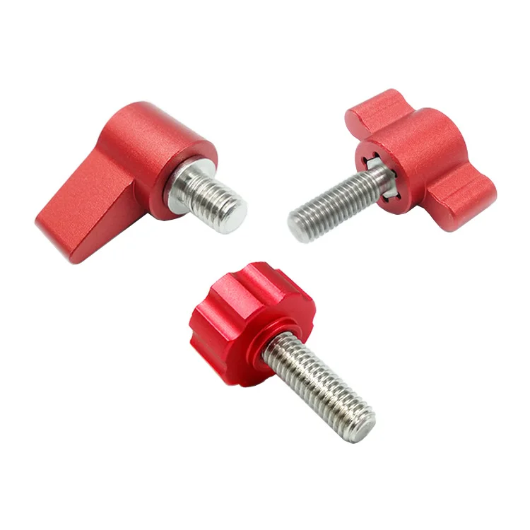 M5 Red Handle Aluminium Black Oxide Metric Adjustable Tightening Screw ...