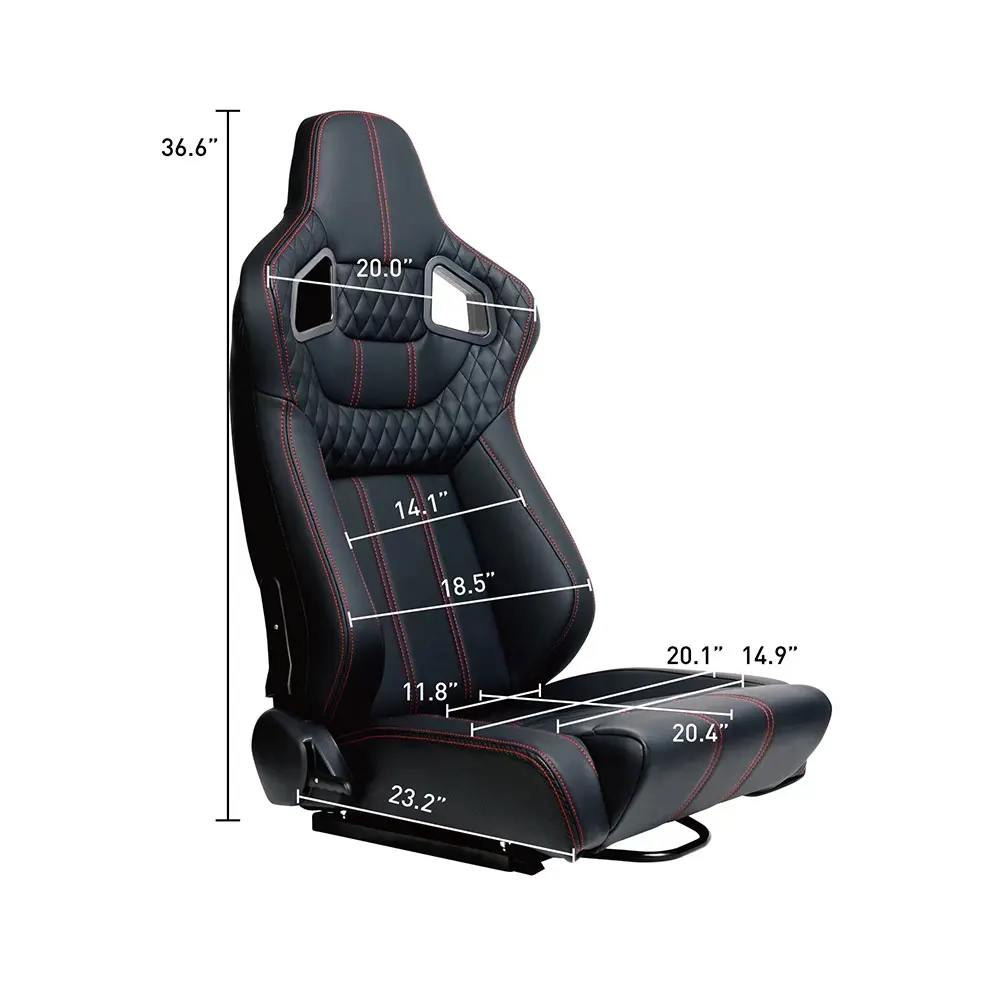 Universal Racing Car Seat - Adjustable Black PVC Leather