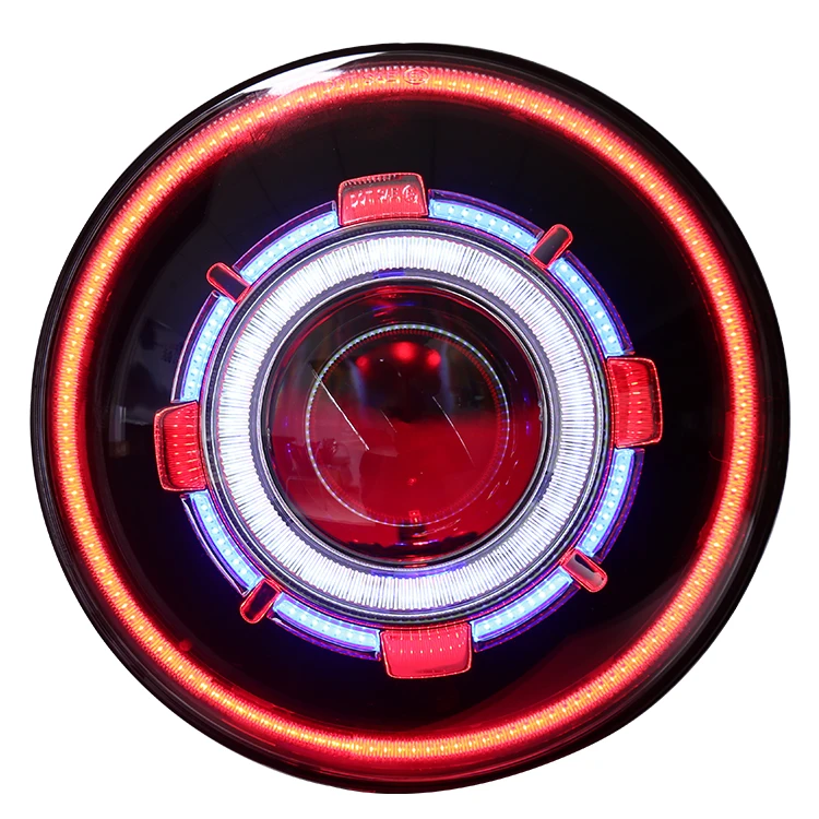 Loyo Oem 7 Inch Round Angel Eyes With High Low Beam Demons Eyes Rgb Led ...