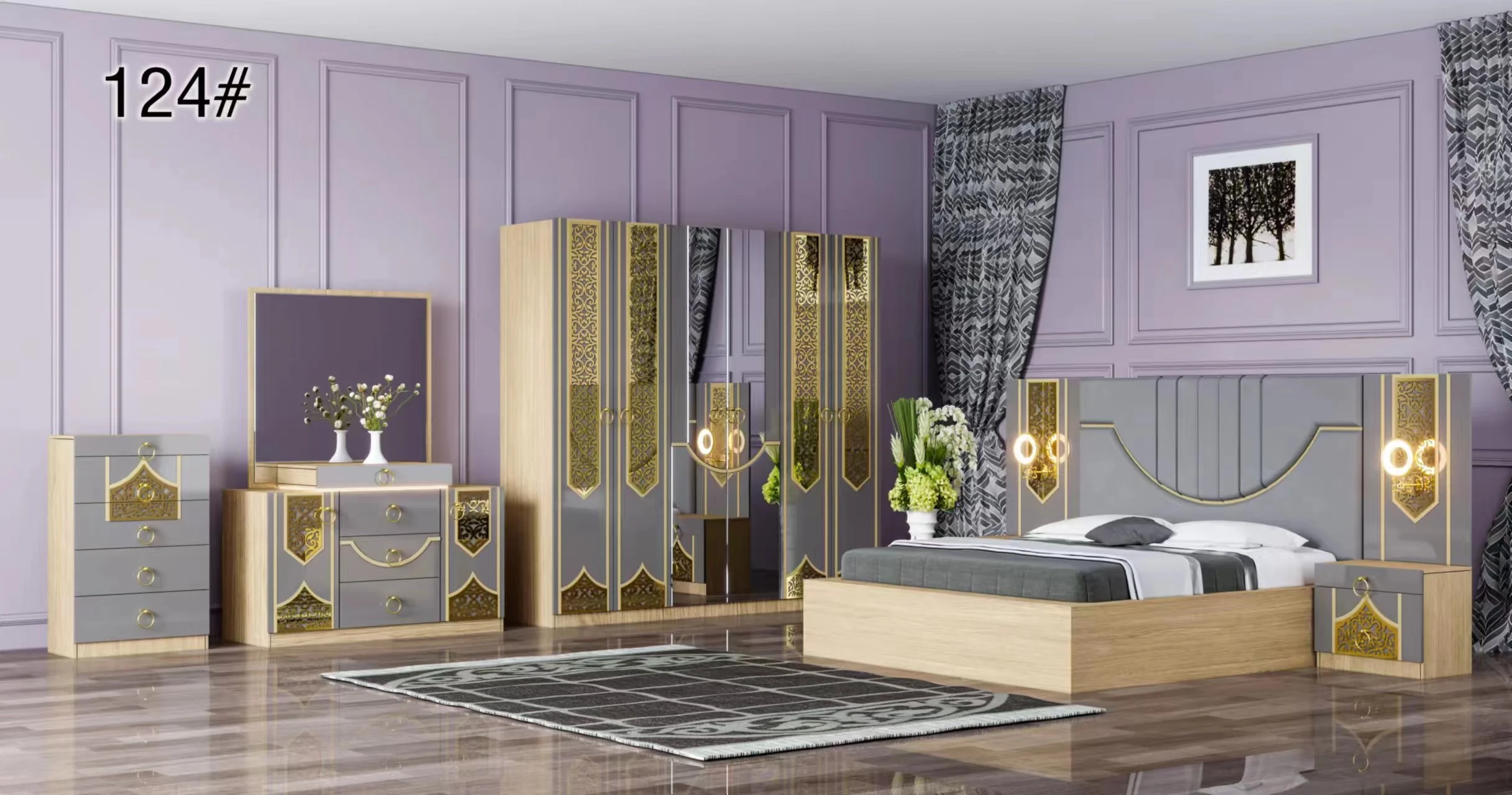 Shop Our Popular Design Modern MDF Bedroom Sets 1.8m Bed