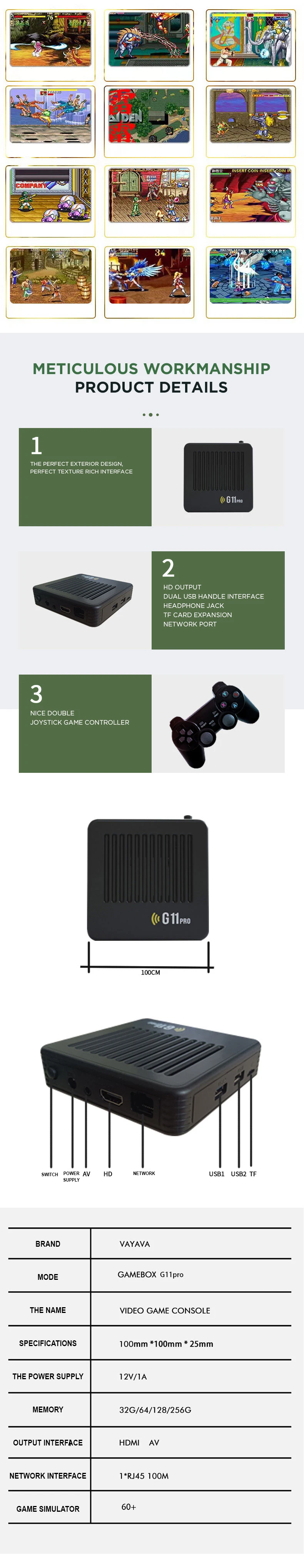 D G11 Pro Retro Video Game Console 4k 30000+ 3d Games Box Tv System ...