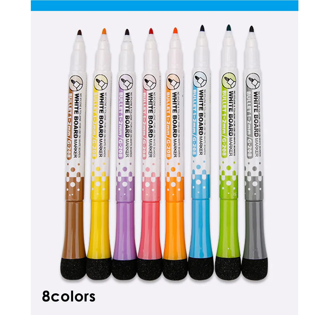 Foska Dry Marker Pens - Colored, Permanent Ink for Whiteboards
