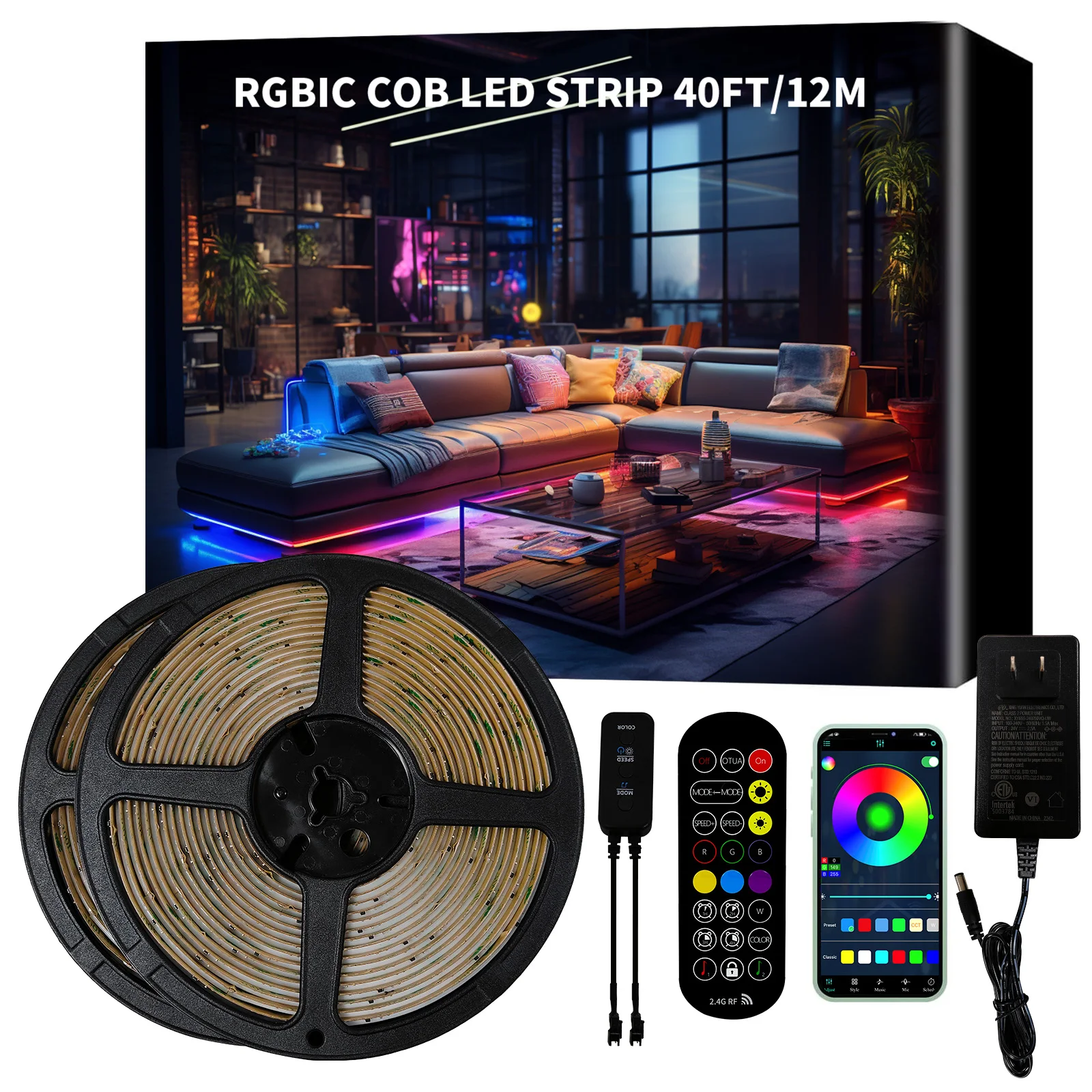 Feican Remote Controlled 24v Rgb Cob Smart Strip Light 3000 4200 6500k ...