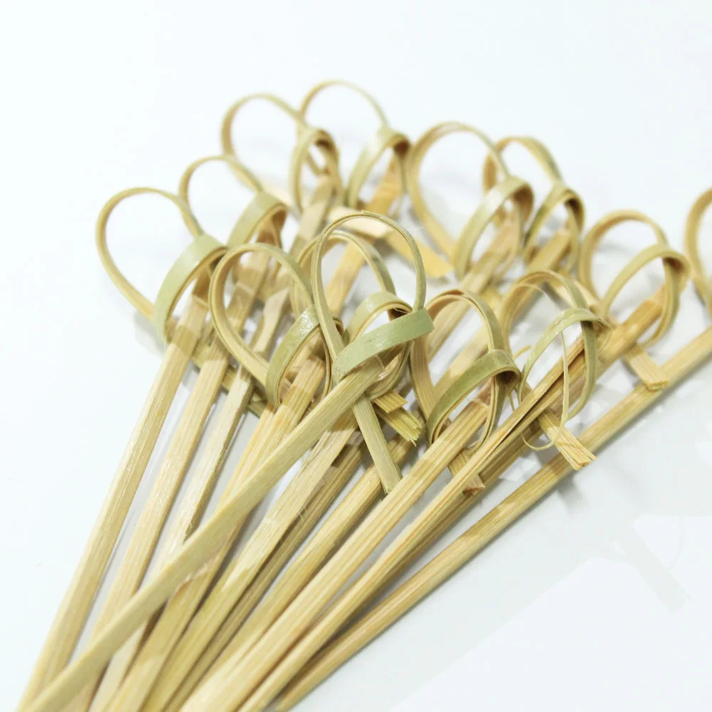 12 cm Bamboo Heart Skewers Natural Decorative Material with Knotted ...
