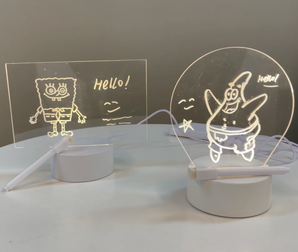 Home Decoration Creative Erasable Acrylic Memo Message Note Board Led ...