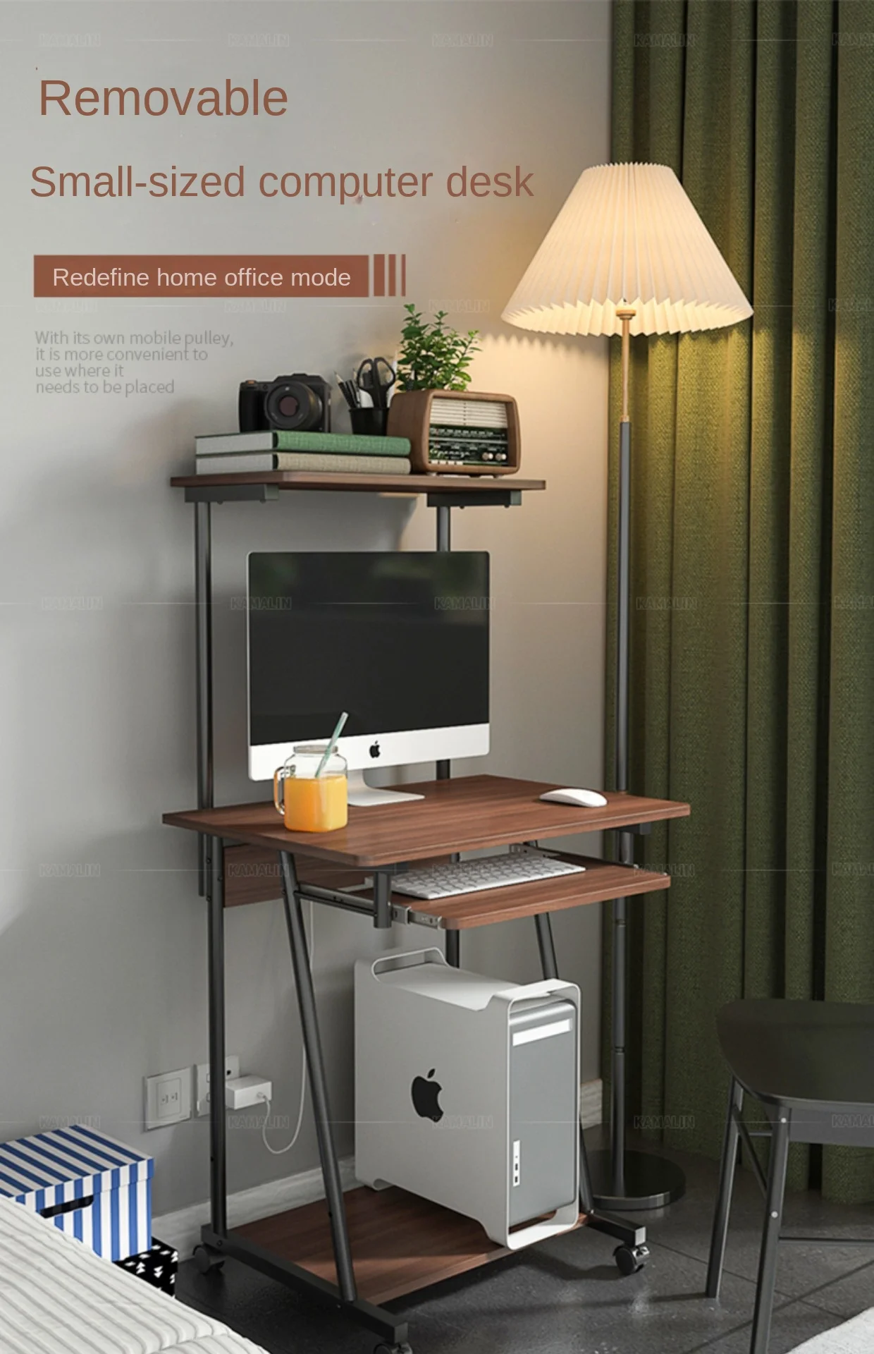 Computer Laptop Table Office Movable Metal Frame Double Layer Desk Rack ...