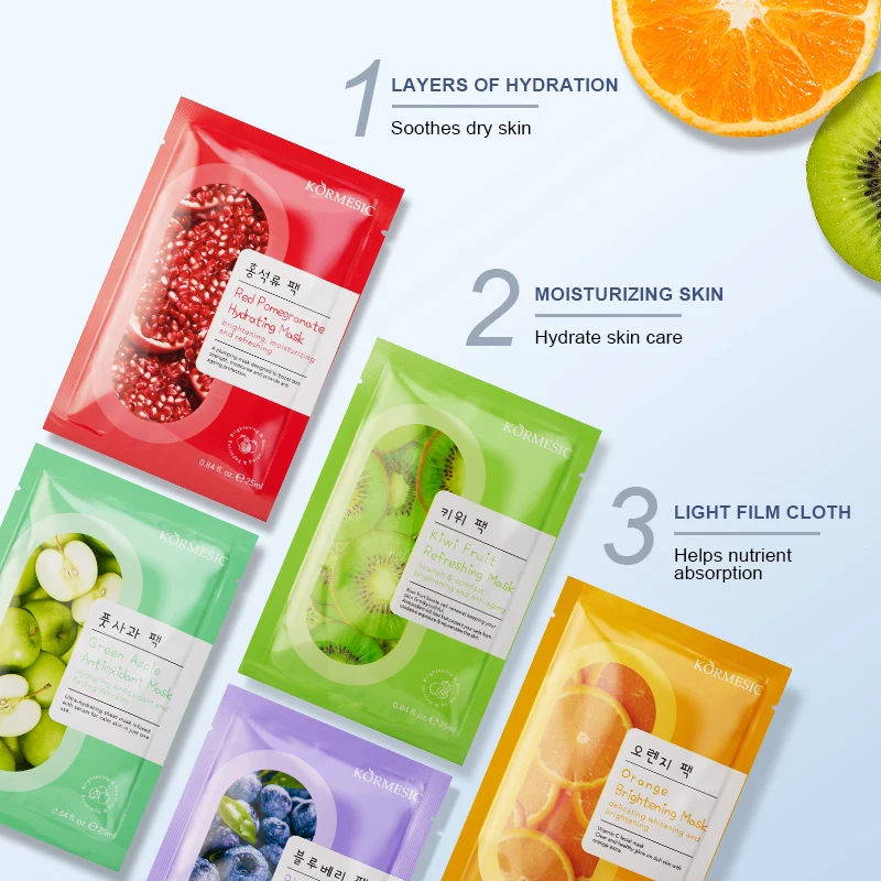 KORMESIC Beauty Fruit Face Masks - Moisturizing & Firming