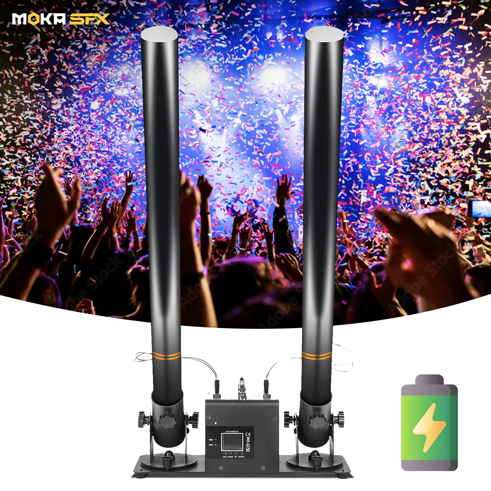 DMX Battery Double-Shot Confetti Launcher Confetti Cannon DJ Party ...