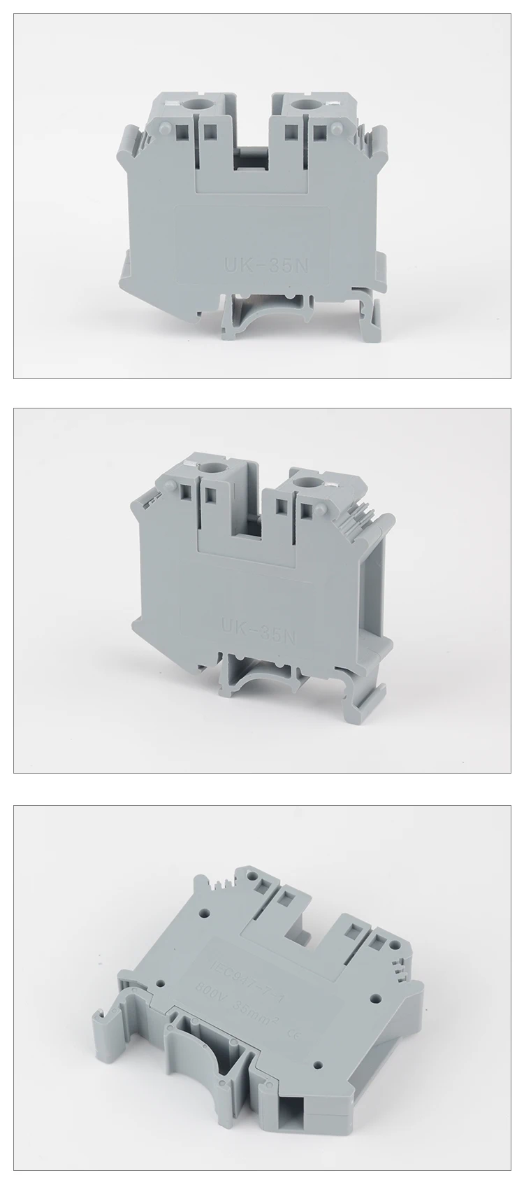 Din Rail Uk-35n Mounted Universal Screw Electrical Wire Terminals Block ...