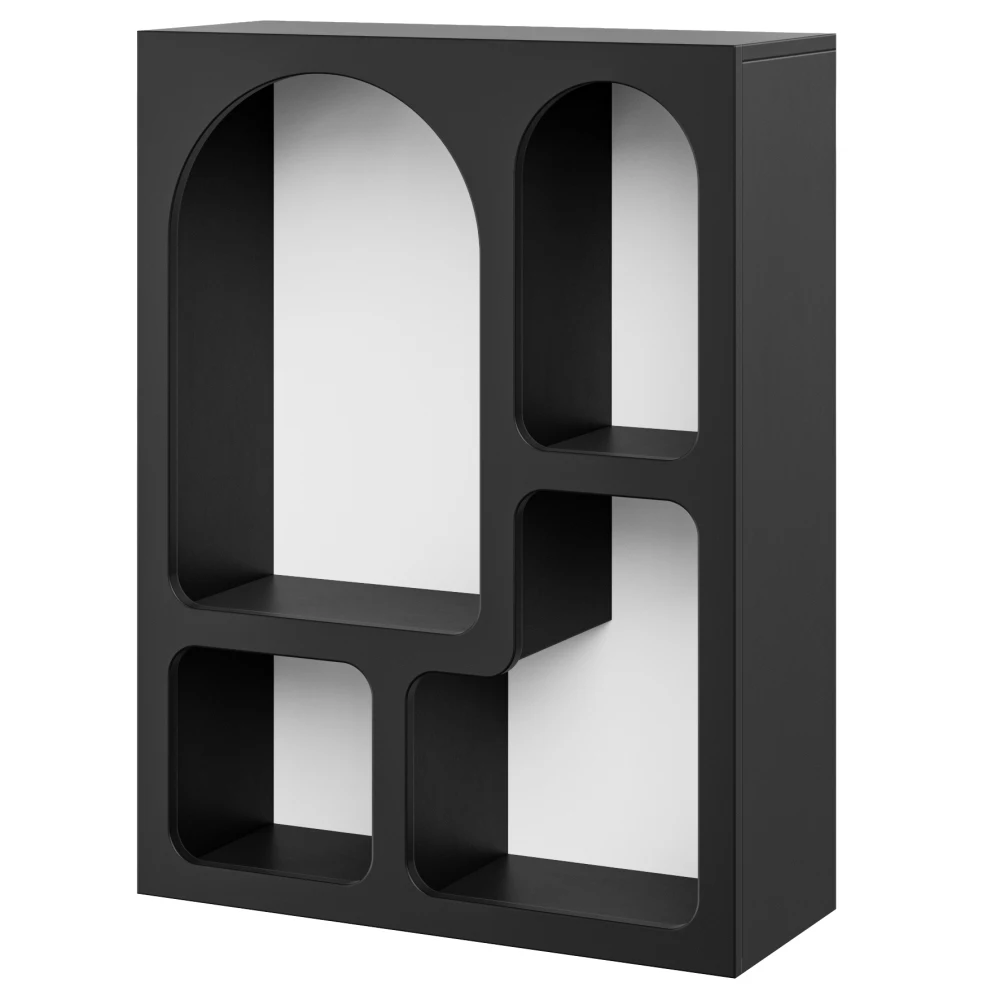 Wood Display Shelf Art Deco Cave Bookshelf Bookcase In Black - Buy ...