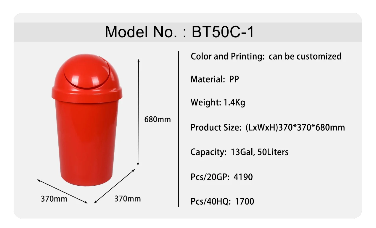 50 Liter Plastic Ice Cream Trash Garbage Can With Round Rectangular ...