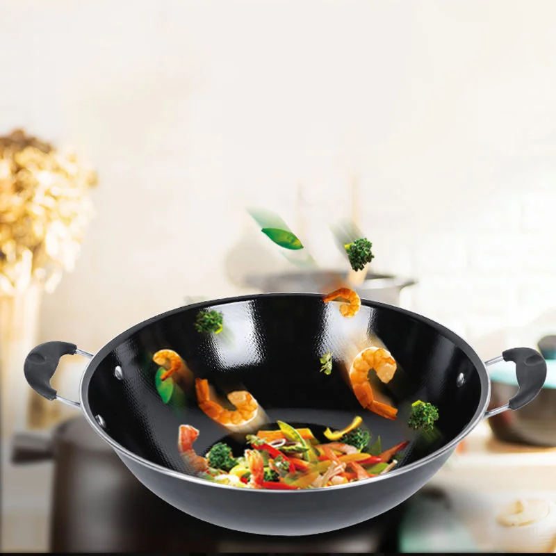 Large Cooking Healthy Enamel Wok Chinese Non-stick Big Giant Wok - Buy ...