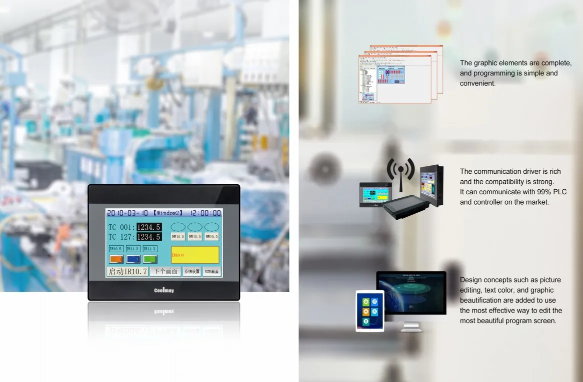 10 Inch COOLMAY HMI Control Panel - 4-Wire Resistive Touchscreen