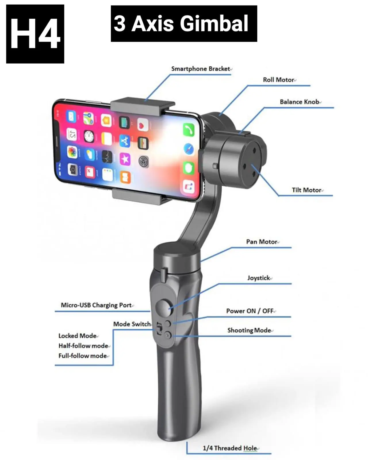 Fast Shipping Smartphone Handheld Gimbal Stabilizer 3 Axis Automatic ...