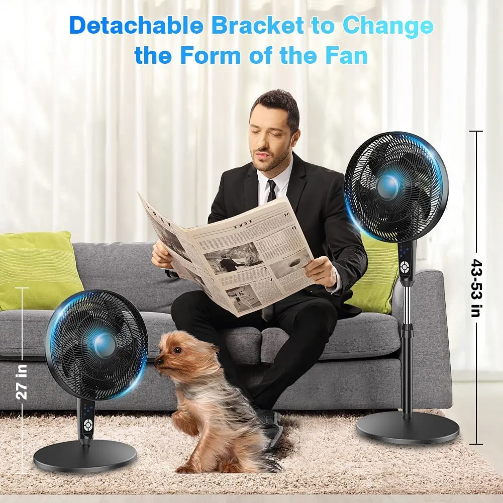 Smart Standing Floor Fan With Remote Control 330 Degree Oscillating ...
