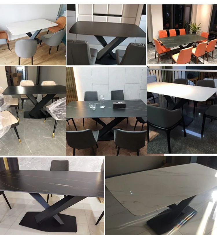 Y Shape Modern Furniture Easy Clean Metal Leg Dinning Table Stone Rock ...