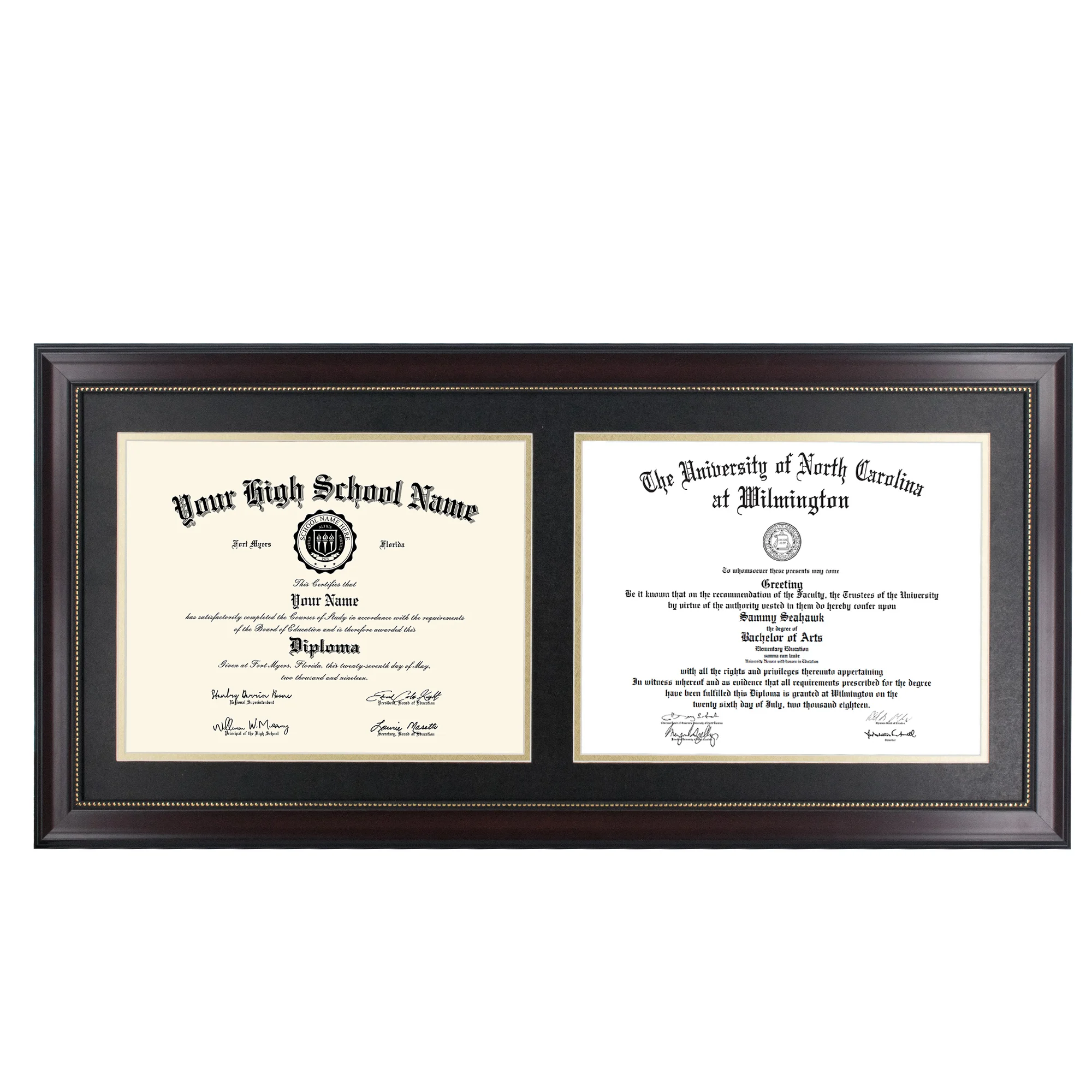 Double Document Ps Certificate Frame Graduation Frame With Cherry Wood ...