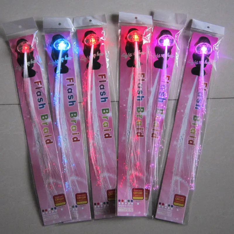 Multicolor Flashing Light Up Hair Braid Led Fiber Optic Hair Light ...
