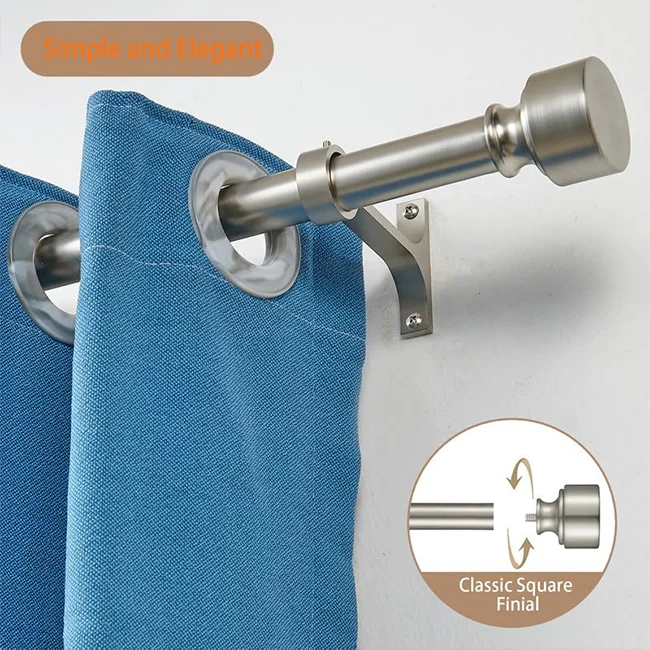 Light Luxury Style Nickel Color Curtain Rods Pole and Accessories ...