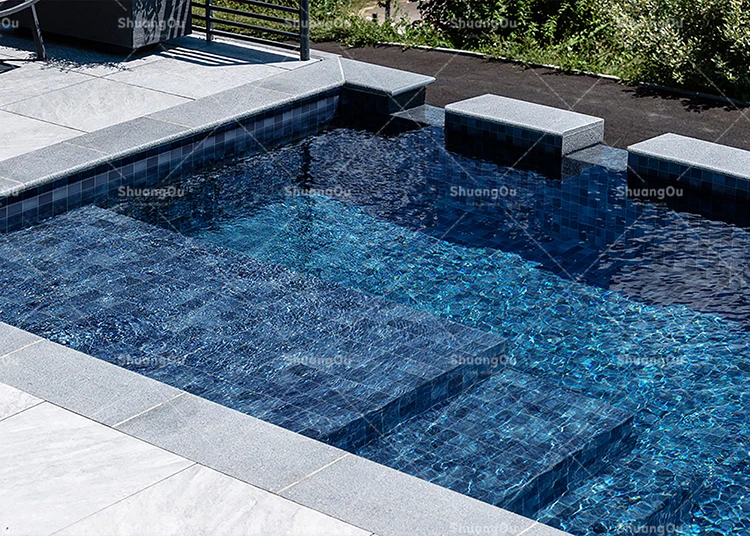 Customizable Mixed Blue Gradient Swimming Pool Mosaic Green Glazed ...