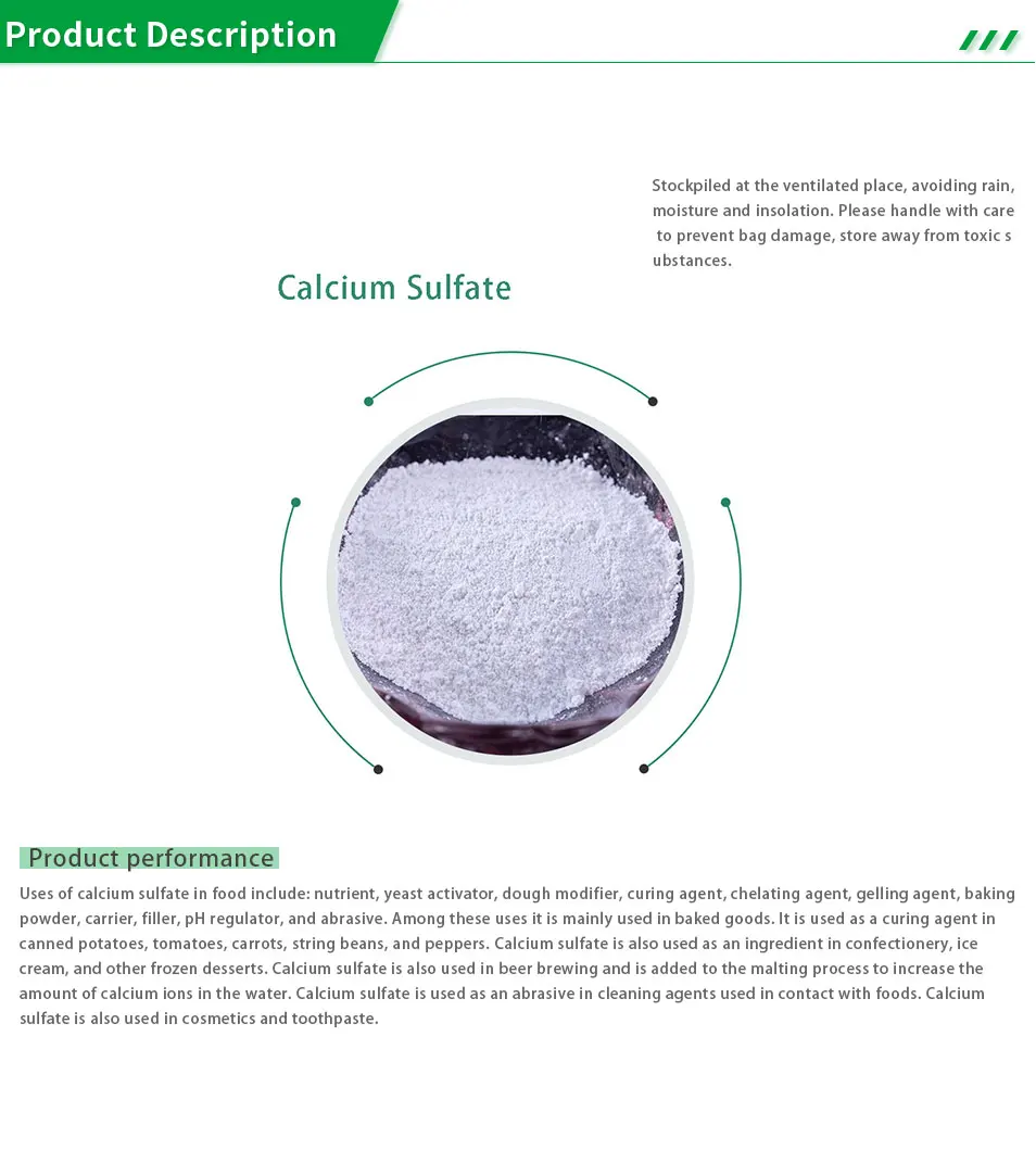 Food Grade Calcium Sulfate 98% Powder Food Additive