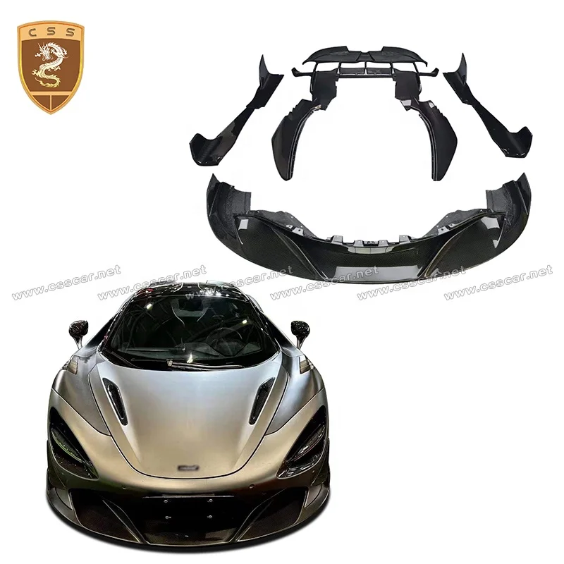 Dry Carbon Fiber Front Lip Engine Hood Rear Wing Spoiler Side Skirts ...