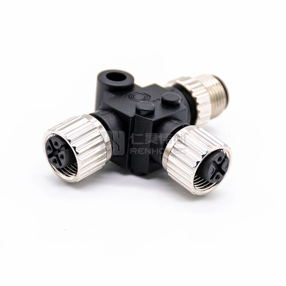 M12 Sensor Connector T Splitter 5 Pin 2male T-connector Adapter ...