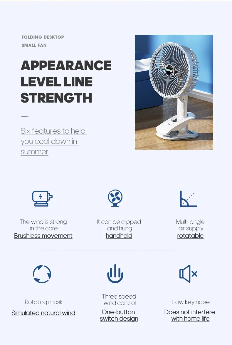 Rechargeable Cooling Clip Fan Stand Home Outdoor Ceiling Fan Air Cooler ...