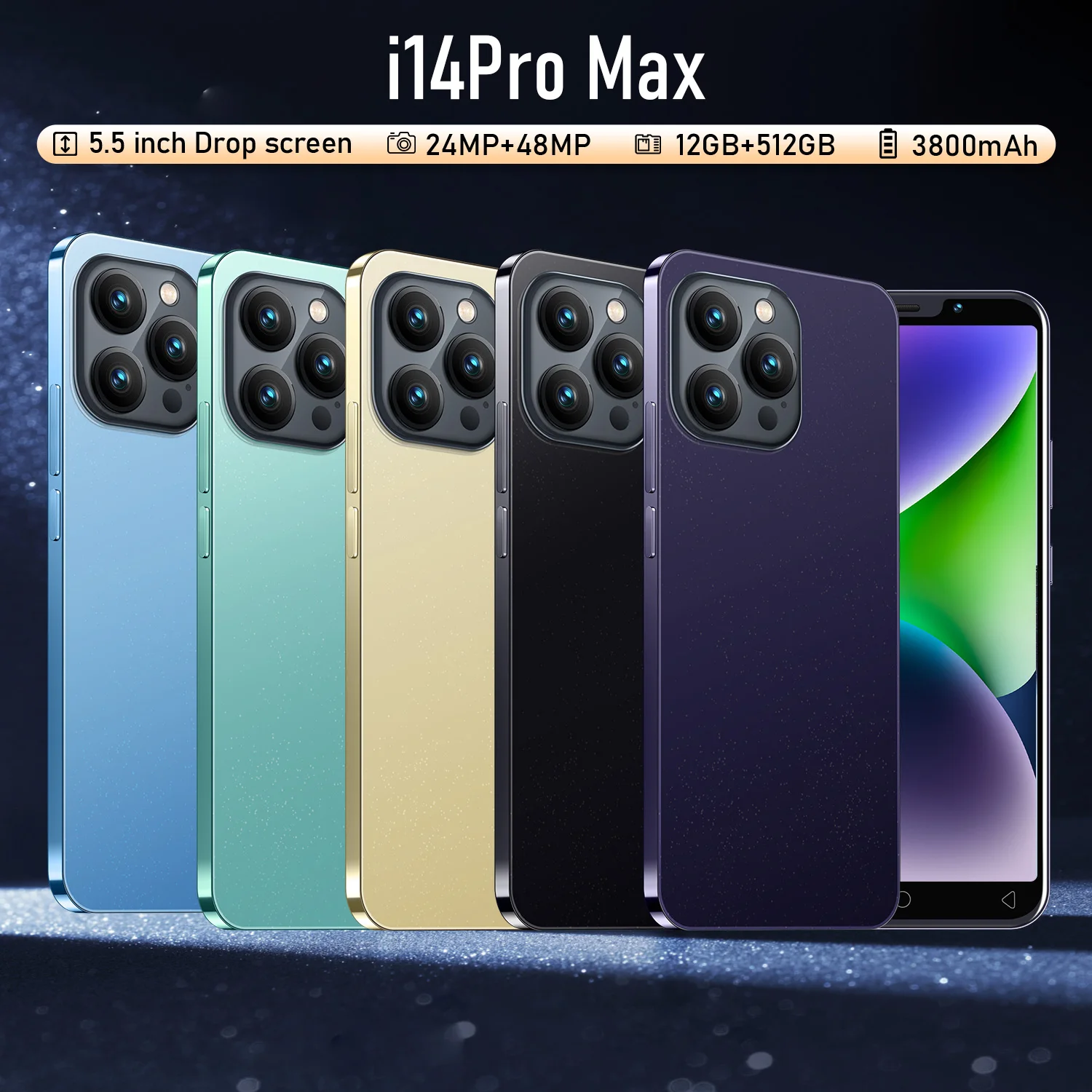 2023 New I 14 Pro Max 12+512gb I12 Dual Sim Card Telephone Origin Clone ...