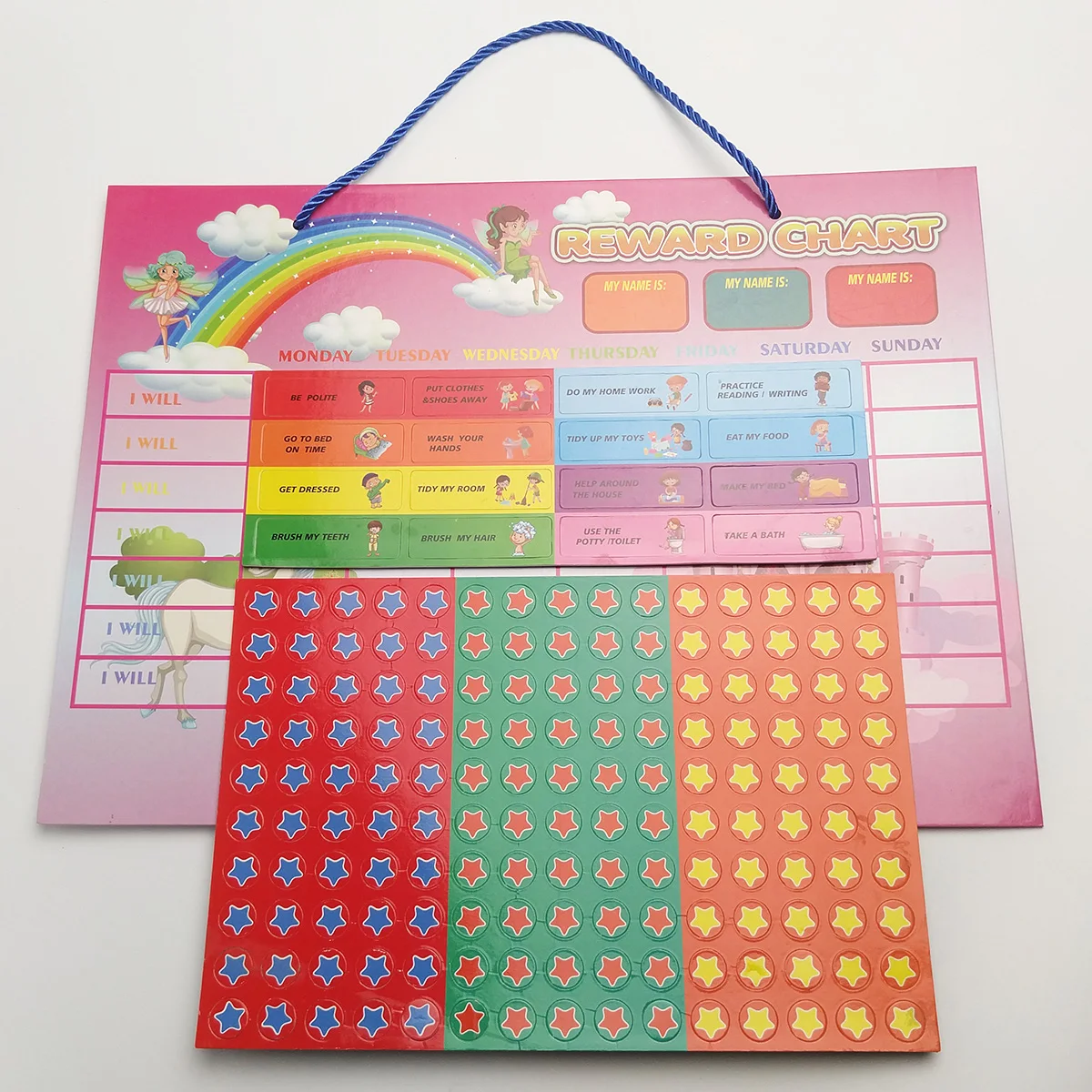 Magnetic Reward Chart with Star Reusable Stickers for Kids