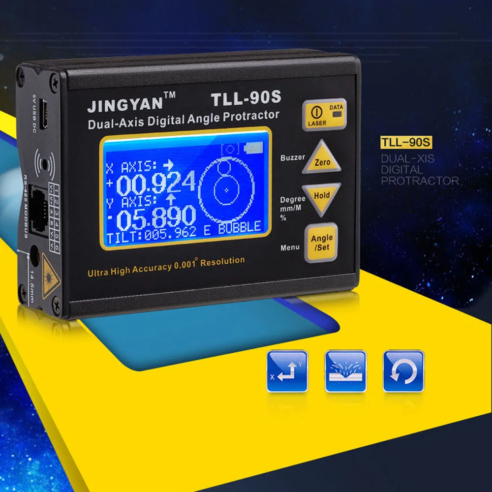 TLL-90S Precision Dual-Axis Digital Inclinometer - 0.005° Resolution ...
