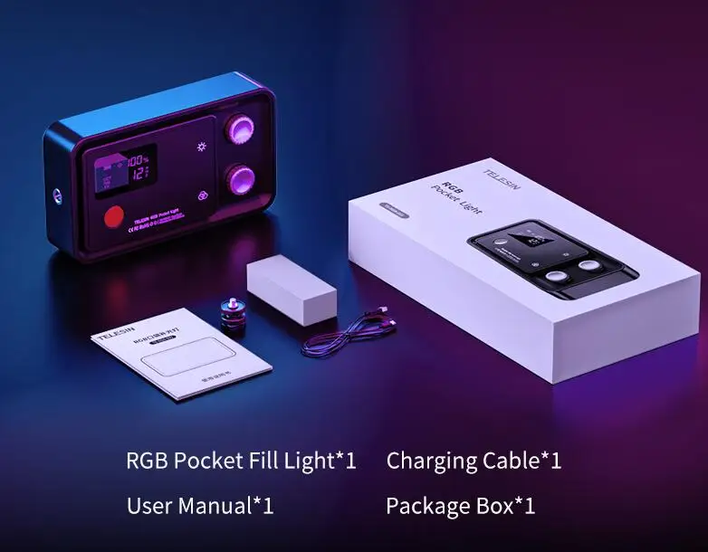 Telein Rgb口袋填充灯360全彩色led灯，带3200mah内置电池，用于vlogging摄影 - Buy Rgb (红绿蓝补光灯 ...