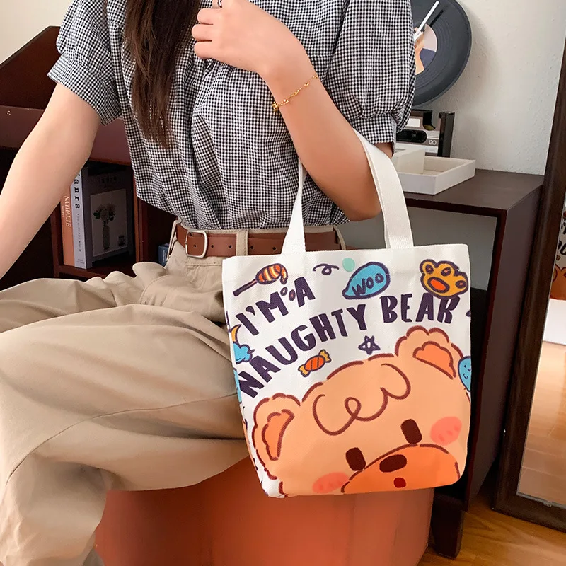 Cotton Handbag Printable Large Custom Blank Canvas Logo Cute Shopping ...