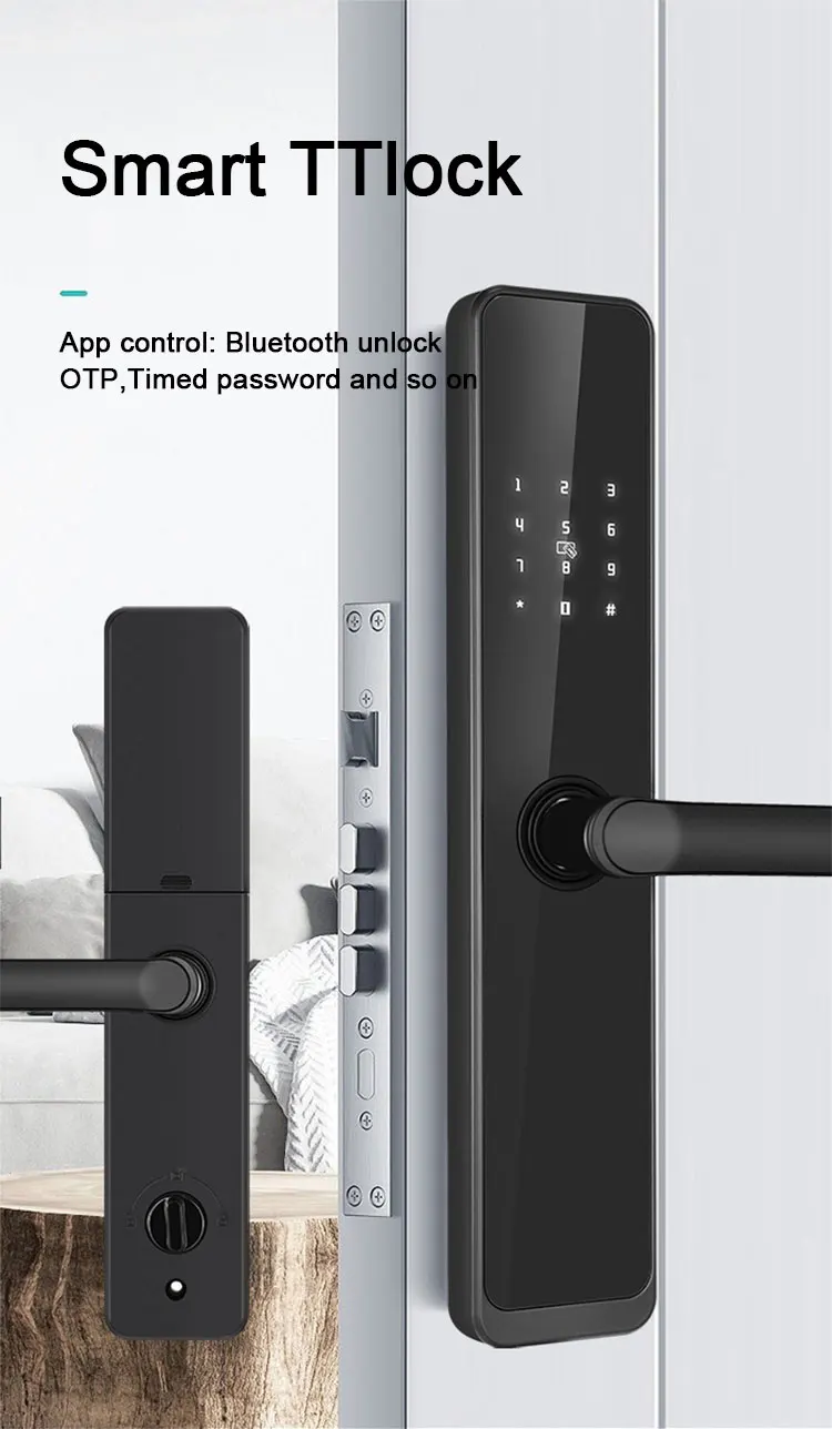 6068 Mortise Passcode Keypad Thumbprint Biometric Smart Door Lock With ...