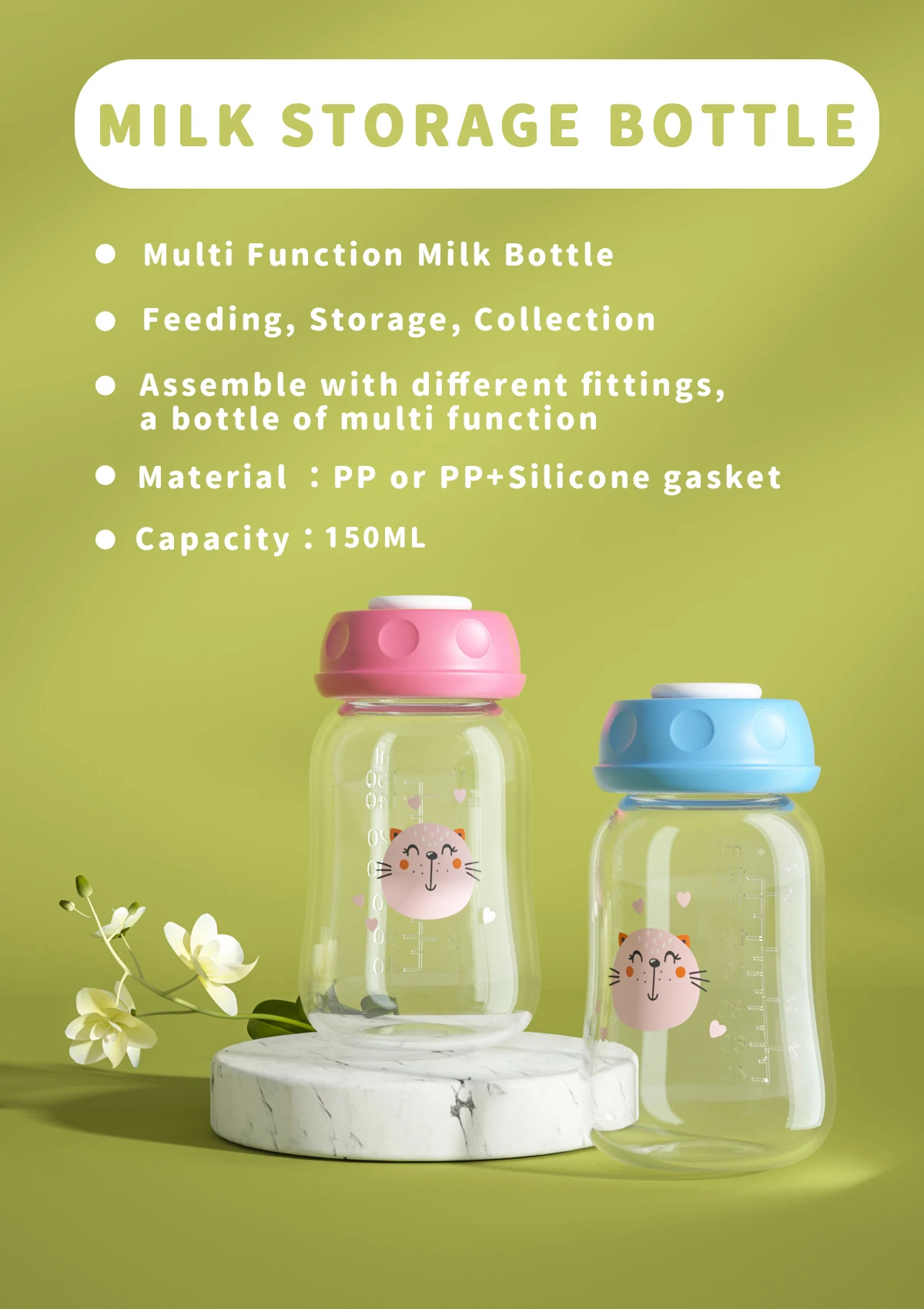 Standard Neck Pp Baby Feeding Bottle Milk-sav Breast Milk Collector ...