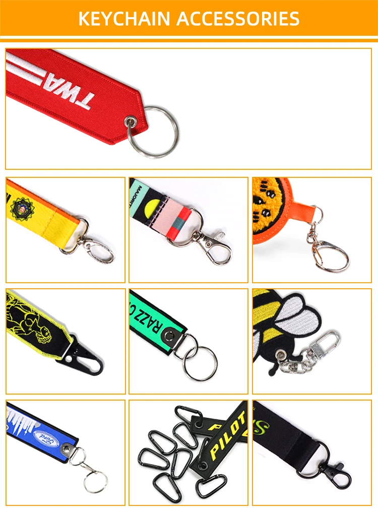 Custom Double Sided Embroidered Keychain Name Brand Logo Jet Tag Key ...