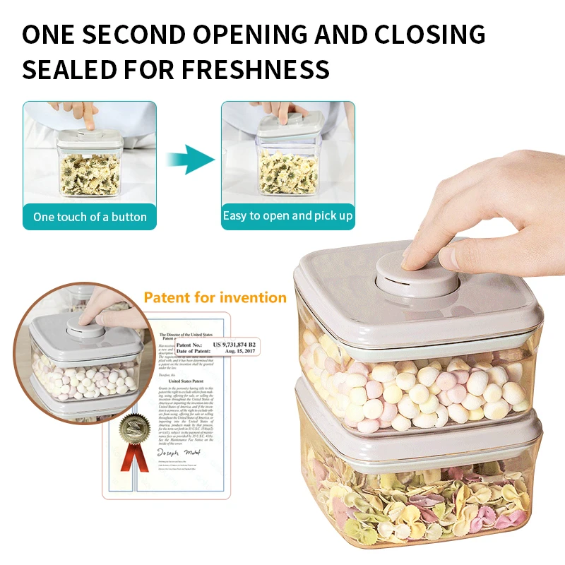 Kitchen Organizer Clear 3.2l Large Push Top Pantry Plastic Airtight ...