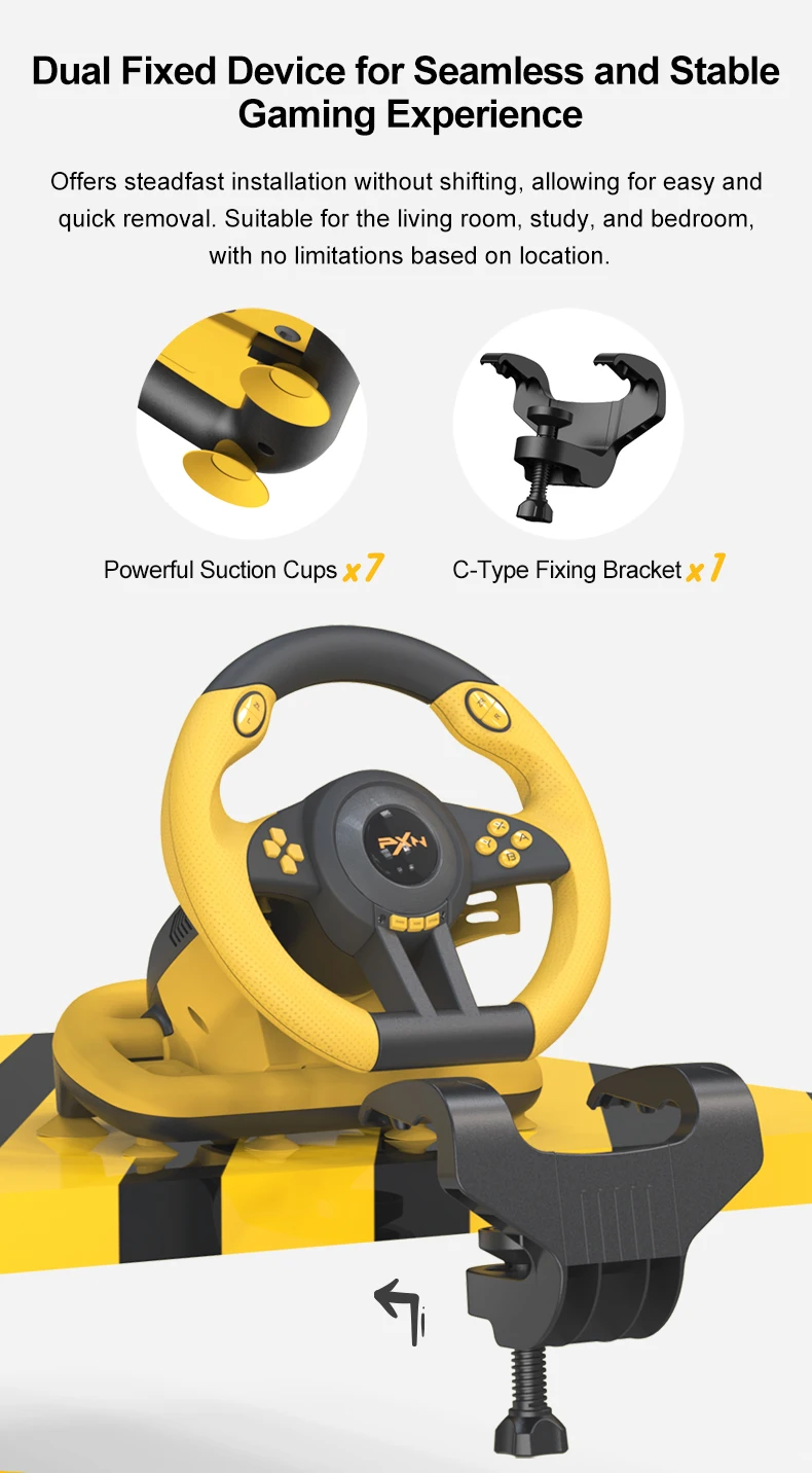 PXN V3pro Gaming Racing Steering Wheel - 180° Turning Angles