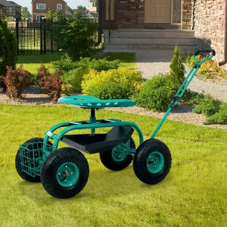 Swivel Rolling Garden Cart - Efficient Garden Work Tool